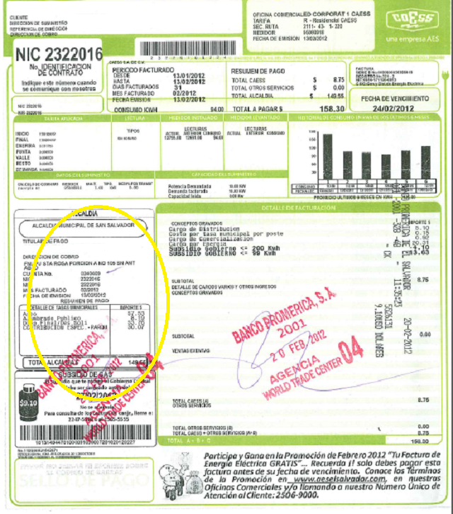 Recibo de energía eléctrica unificado